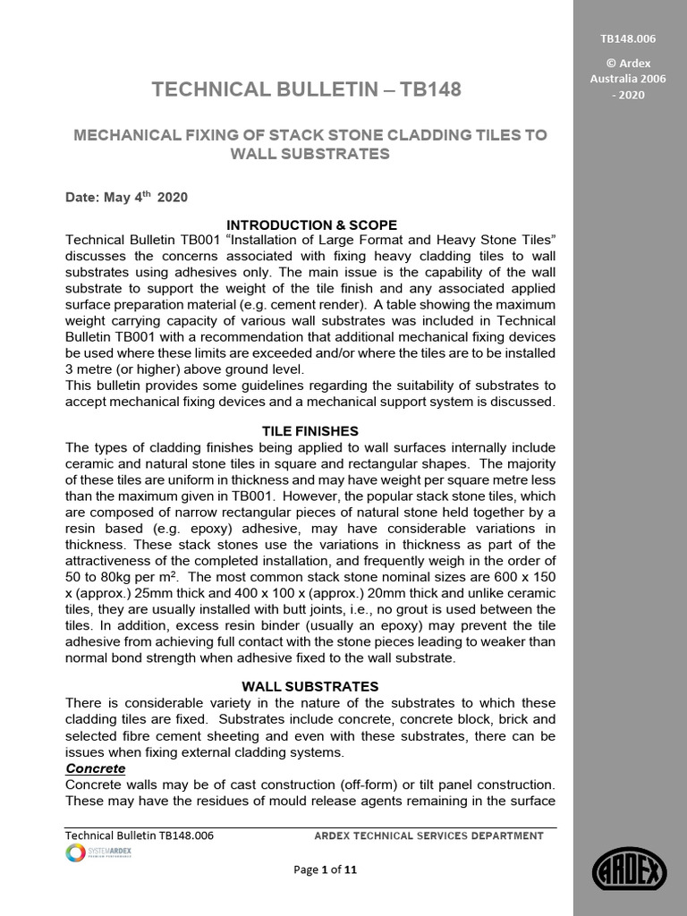 Mechanical Fixing To Stack Stone Cladding Tiles To Wall Substrates ...