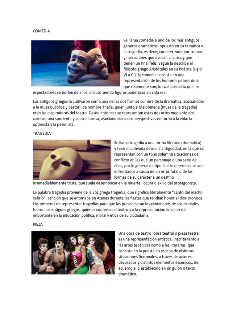 Géneros Dramáticos: Comedia y Tragedia | PDF | Tragedia | Teatro