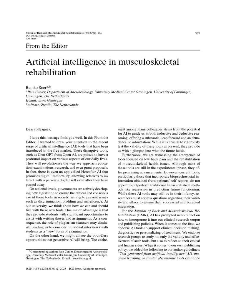 AI Musculoskeletal Rehab | PDF | Artificial Intelligence | Intelligence ...