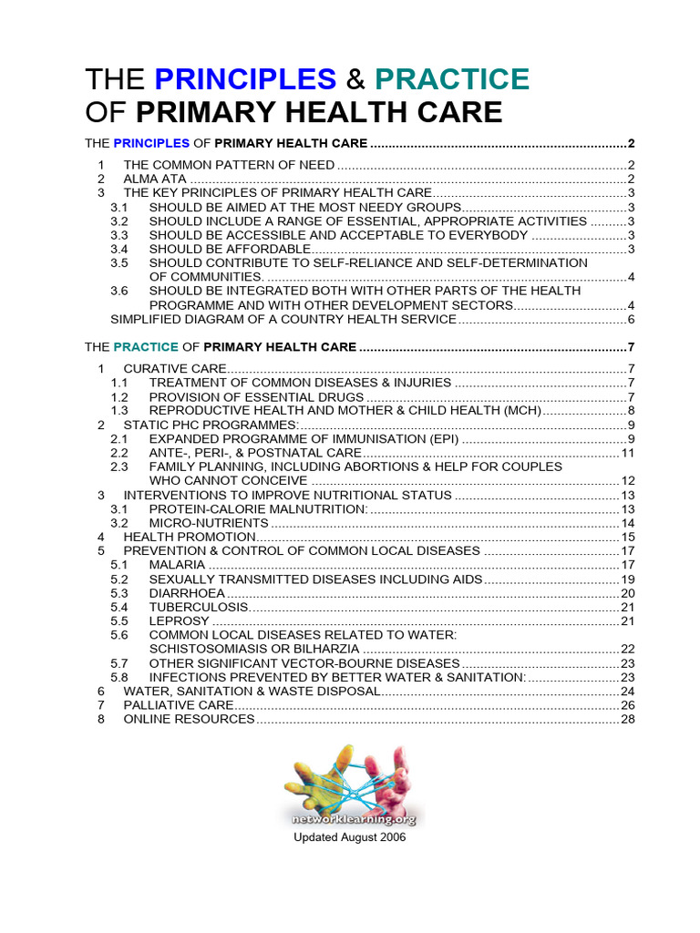 Principles: THE & of Primary Health Care | PDF | Malnutrition | Birth ...