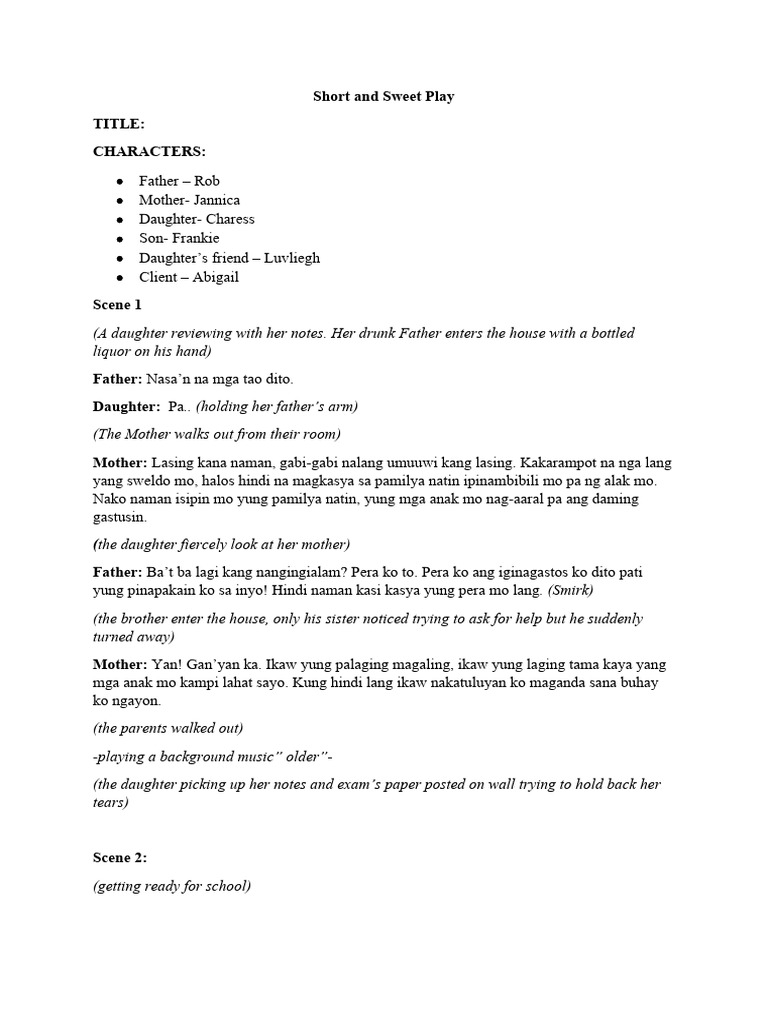 Short and Sweet Play | PDF