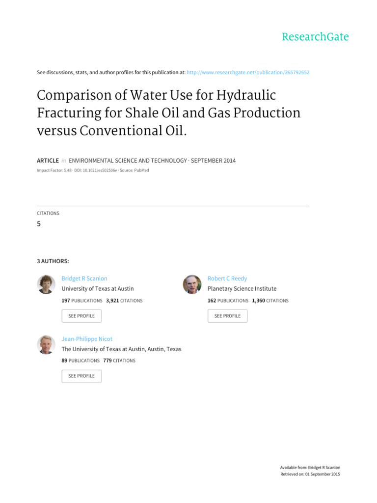 Scanlon_et_al_ES&T_HF_Shale_Oil_vs-Conv_Oil | PDF | Extraction Of ...