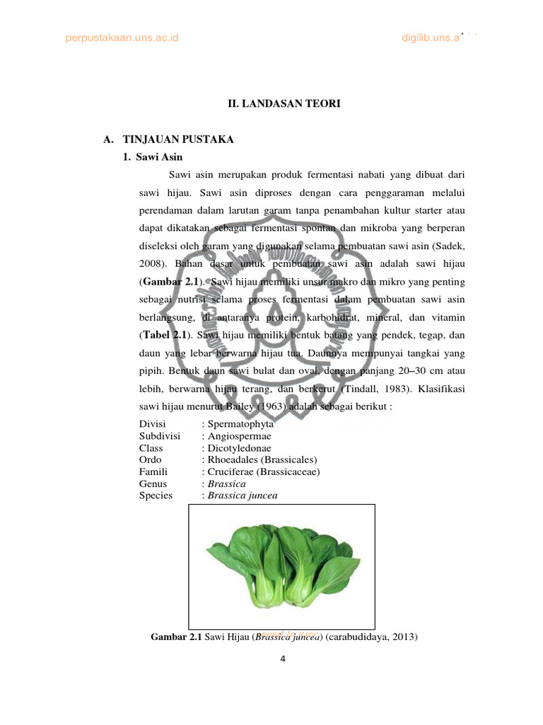 BAB 2 Sawi Asin (Digilib - Uns.ac - Id) | PDF | Kesehatan Holistik ...