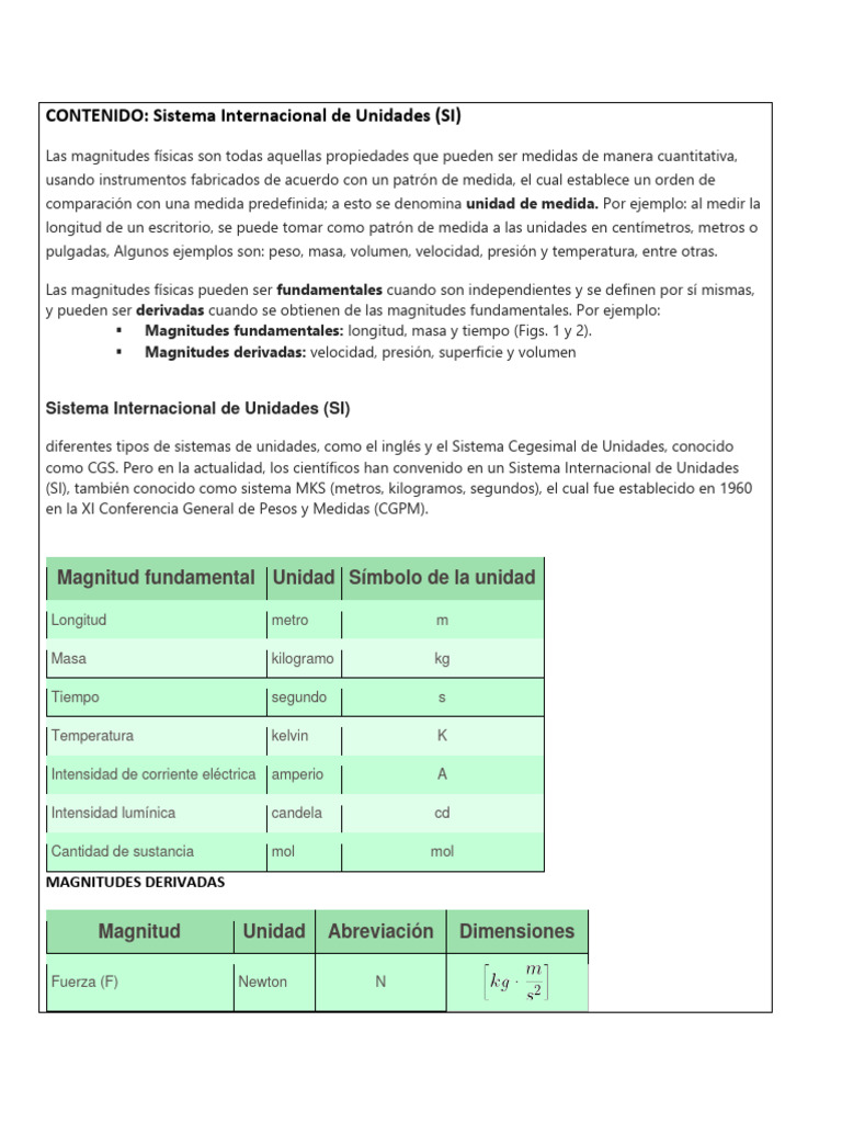 S2 Sistema Internacional Si 1°bto | PDF | Sistema Internacional de Unidades | Kilogramo