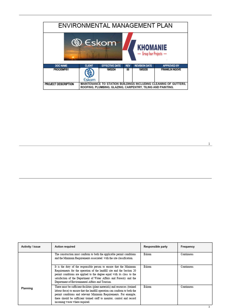 Environmental Management Plan | PDF | Dangerous Goods