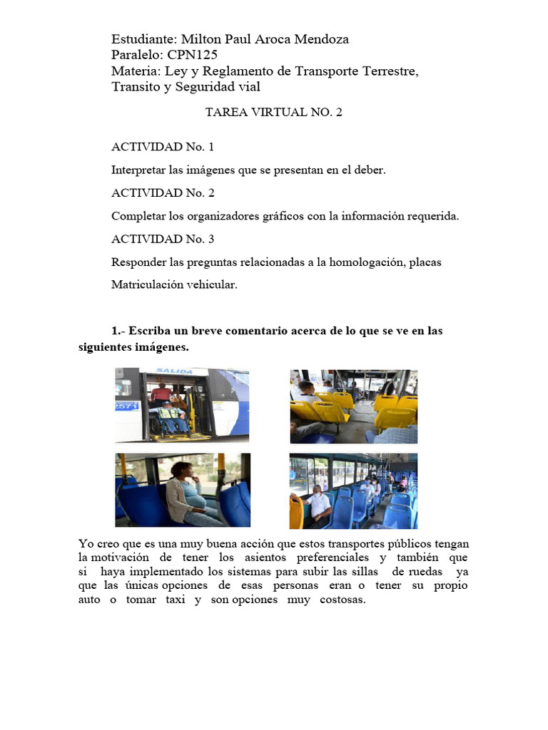 Tarea Virtual No2 | PDF | Transporte | Multa (pena)