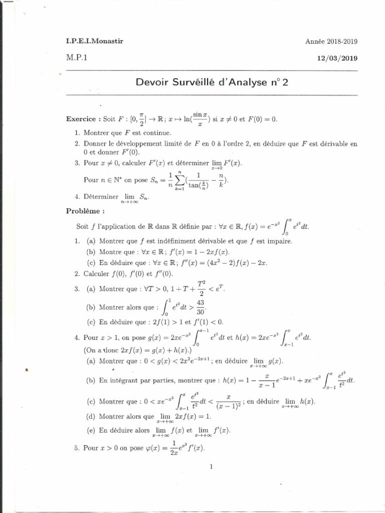 DS2 MP1 Analyse 2019 | PDF