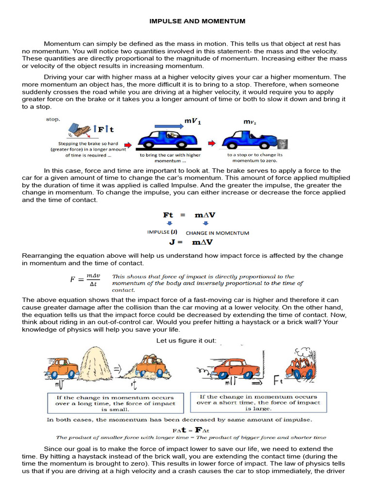 Physics of Momentum & Safety | PDF | Momentum | Force