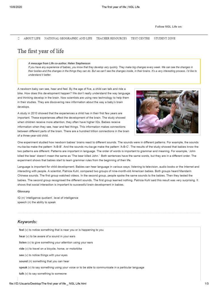 The First Year of Life - NGL Life | PDF | Child Development ...