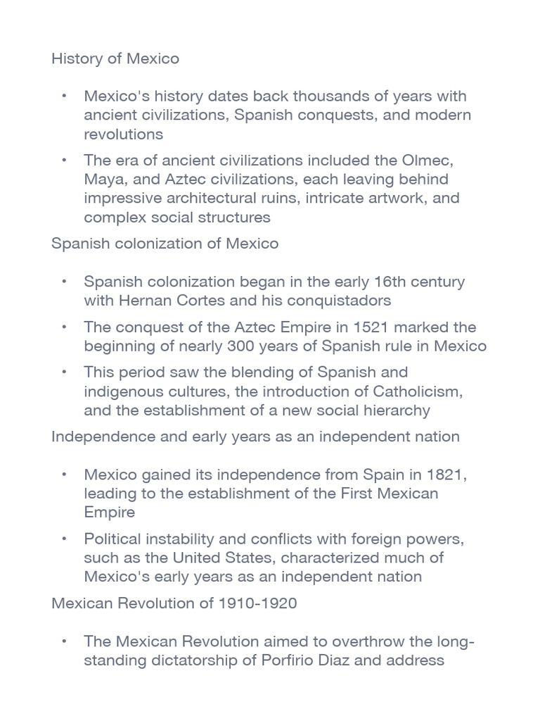 The History of Emxico Study Guide | PDF