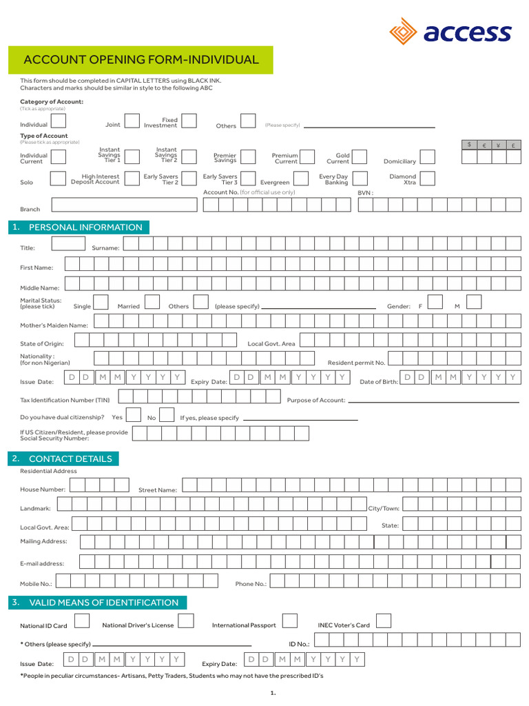 Account Opening Form (Personal) | PDF | Transaction Account | Overdraft
