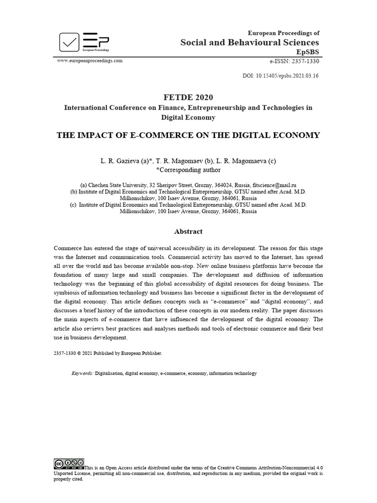 The Impact of E-Commerce On The Digital Economy | PDF | E Commerce ...