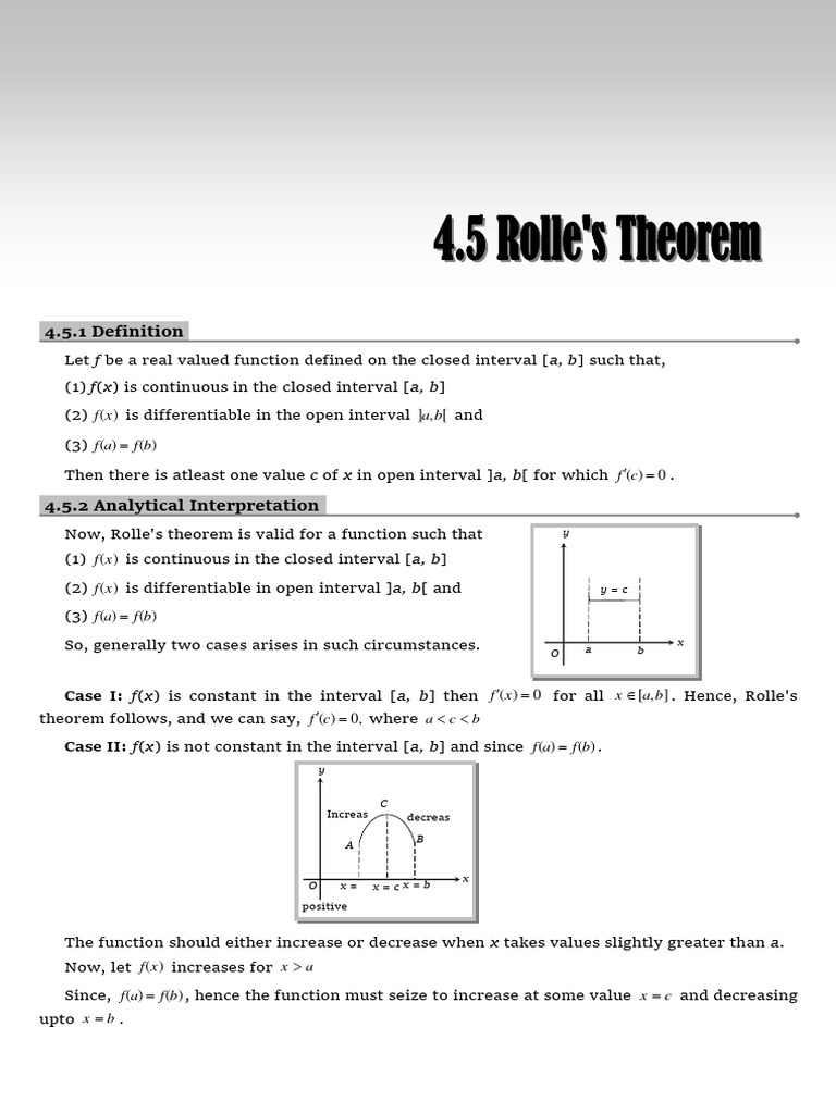 Rolle's Theorem - Theory | PDF | Function (Mathematics) | Trigonometric ...