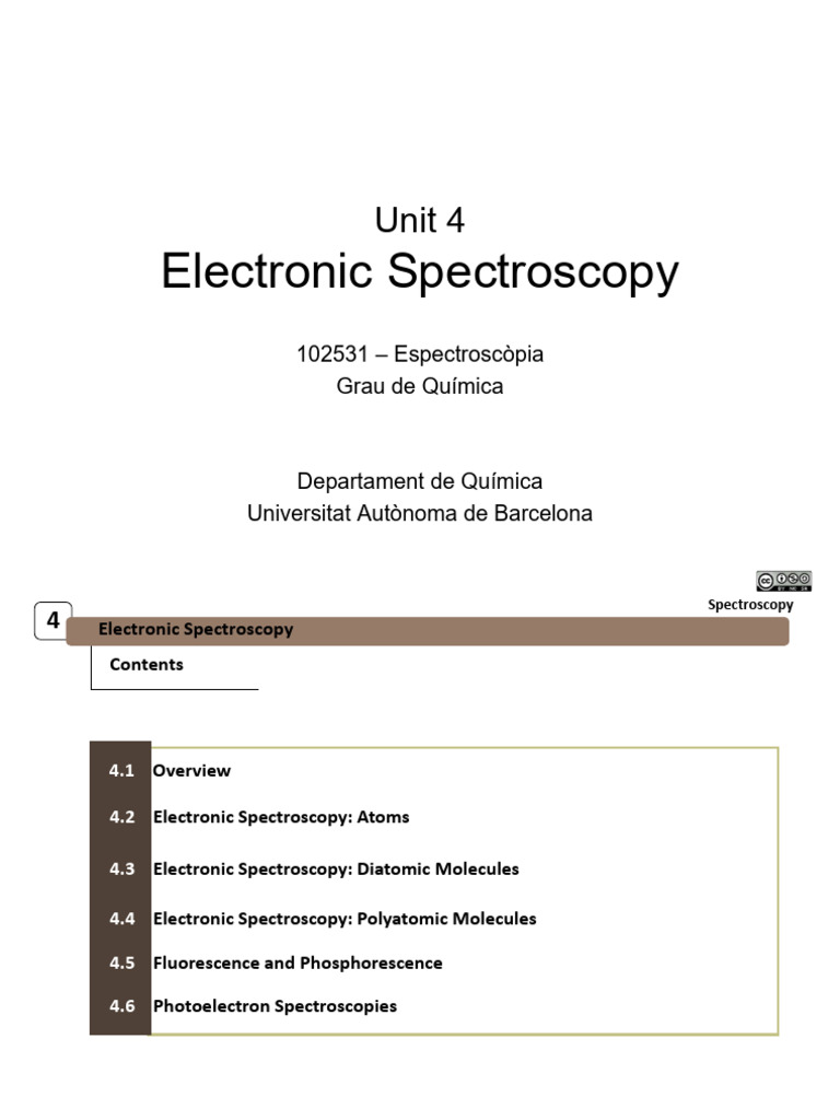 Spectroscopy 04 Electronic Spectroscopy 23 24 | PDF | Electron Configuration | Atomic Orbital