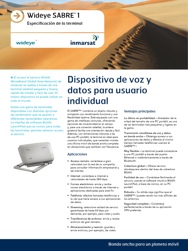 Terminal Wideye Sabre 1 ES | PDF | Internet | Software de la aplicacion