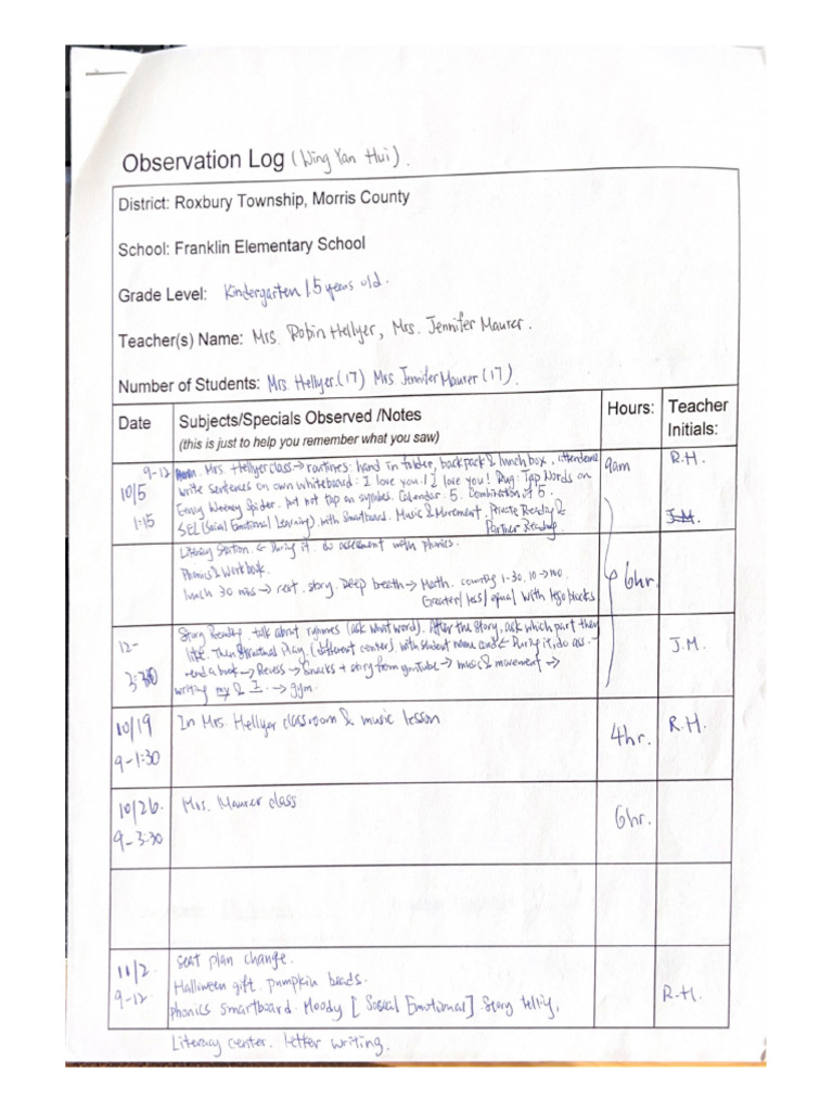 Observation Log | PDF