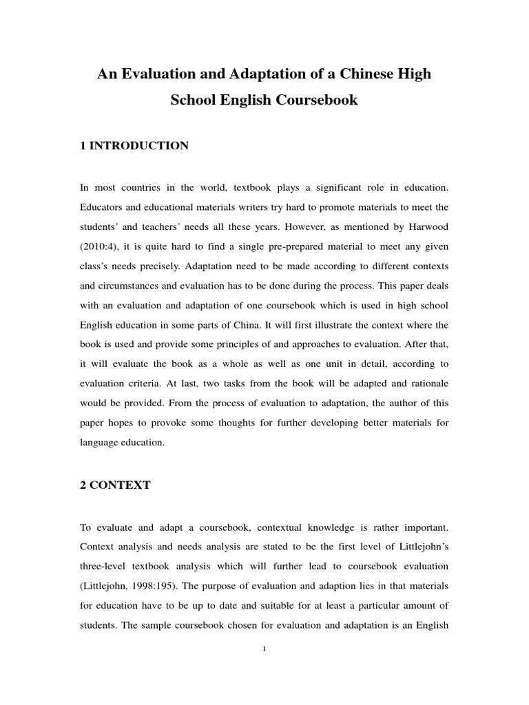 An Evaluation and Adaptation of A Chines | PDF | Language Education ...