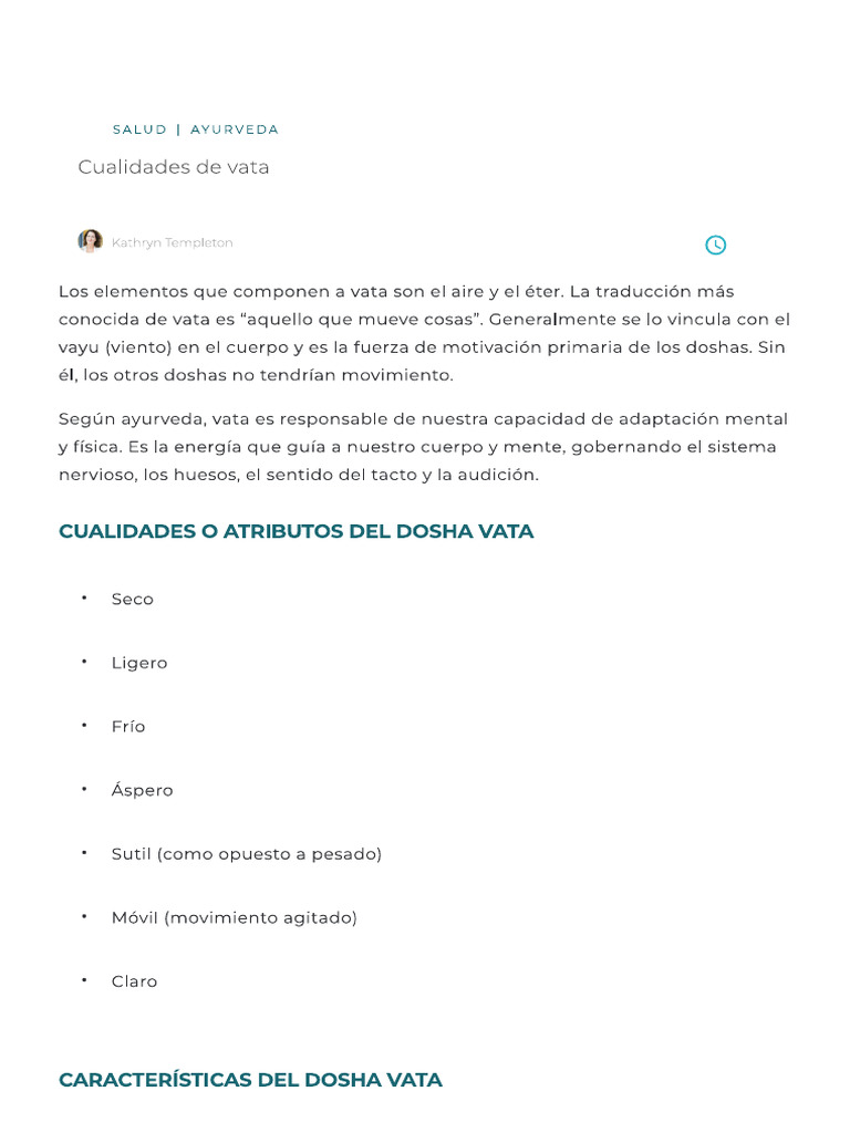 Cualidades Vata | PDF
