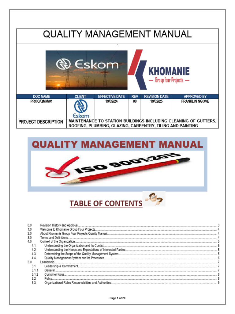 A1 Quality Management System Manual | PDF | Quality Management System ...