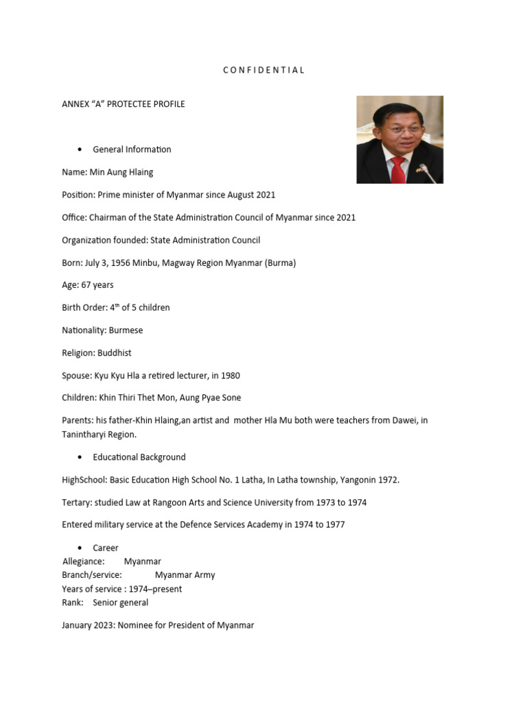 Annex A Protectee | PDF | Myanmar | Military