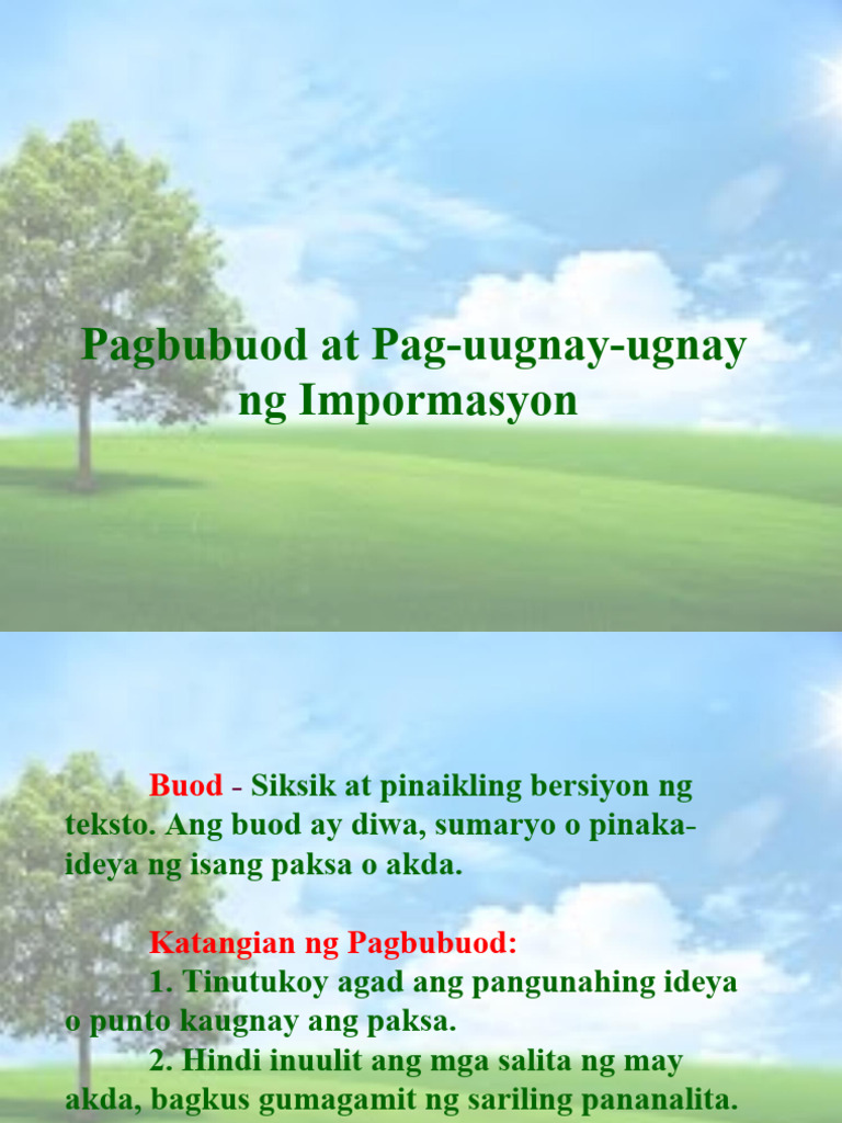 Pagbubuod at Pag-Uugnay-Ugnay NG Impormasyon | PDF