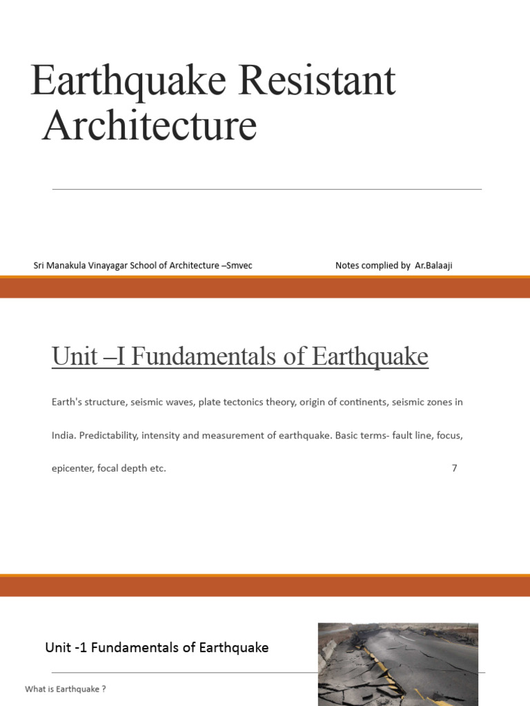 Earthquake Resistant Architecture Unit 1 | PDF | Earthquakes | Plate Tectonics