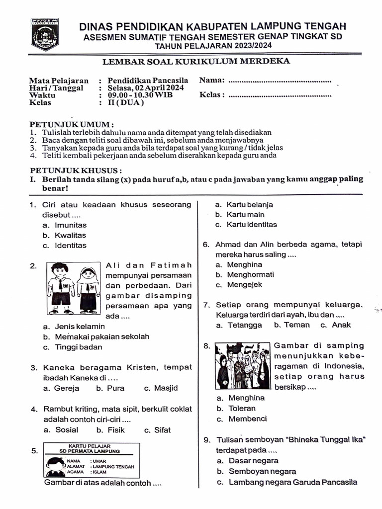 Soal Pancasila Kelas 2 | PDF