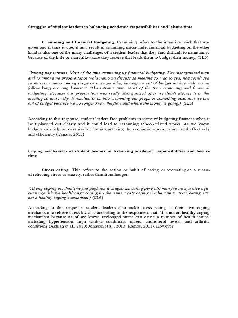 Struggles of Student Leaders in Balancing Academic Responsibilities and ...