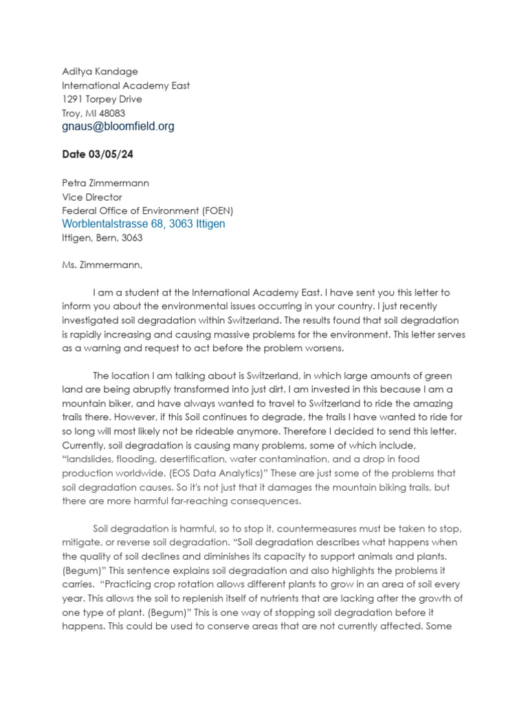 Advocacy Letter | Download Free PDF | Soil | Environmental Degradation