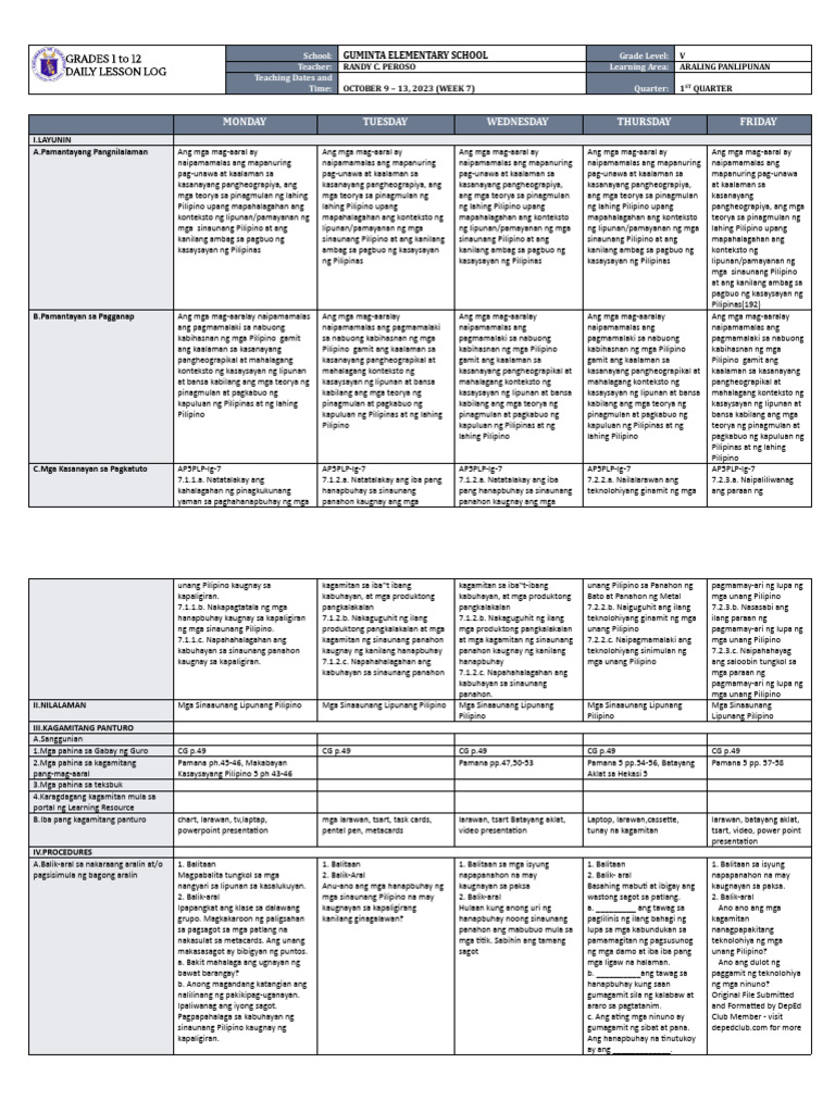 DLL Grade 5 | PDF