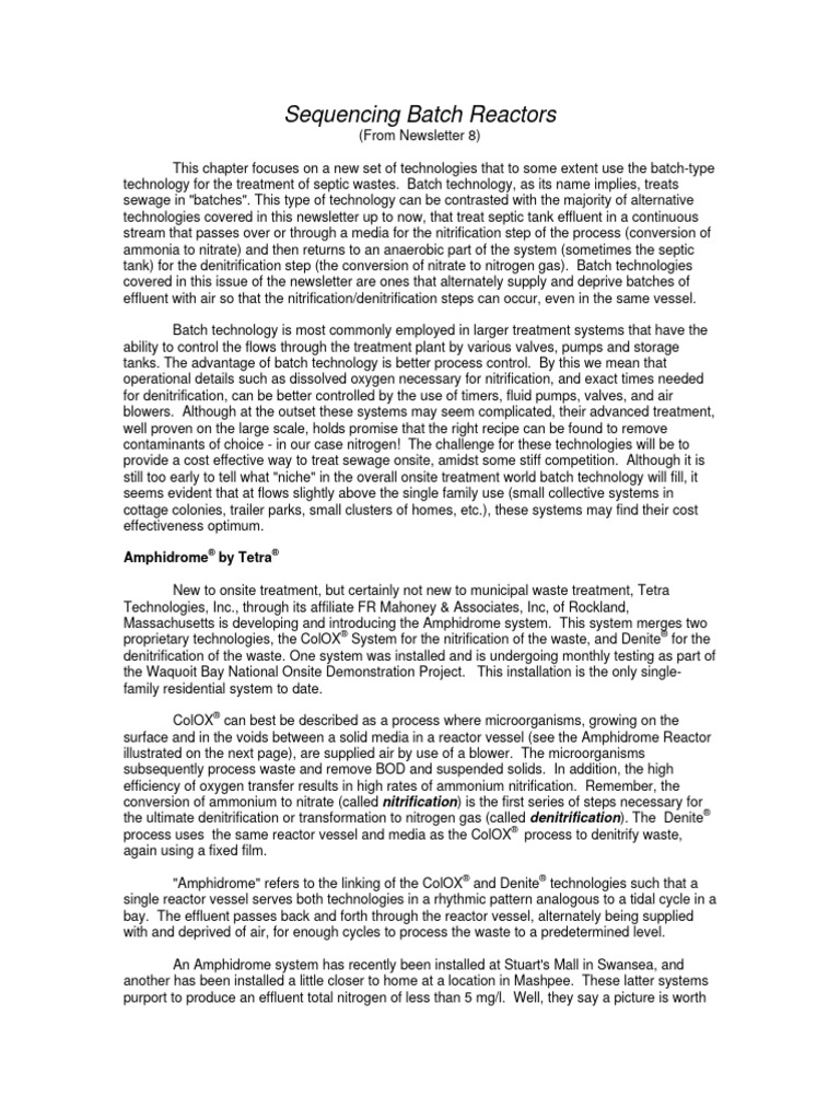 Sequencing Batch Reactors: Amphidrome by Tetra | Download Free PDF | Sewage Treatment | Water ...