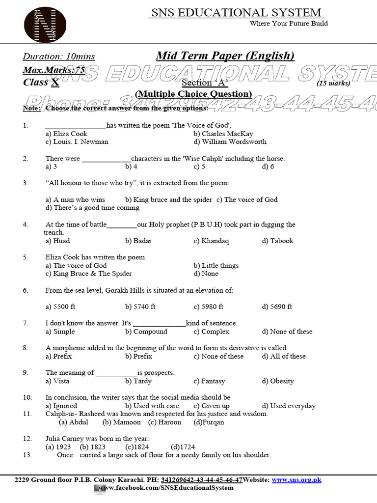 X English Mid Term 2023 | PDF | Thought | Mind