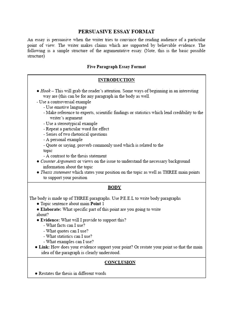 Persuasive Essay Format | Download Free PDF | Essays | Evidence