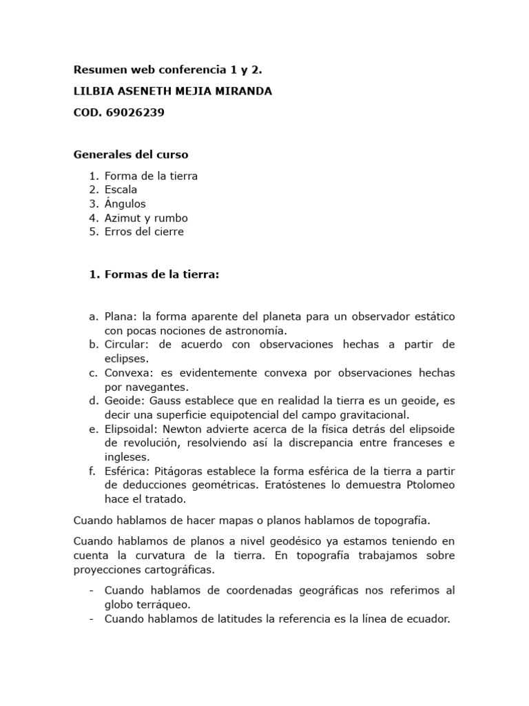 Resumen Web Conferencia 1 y 2 | PDF | Ángulo | Latitud