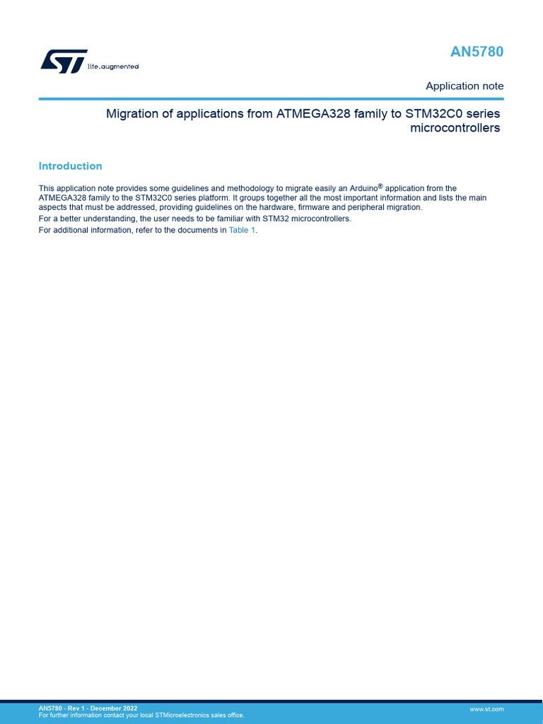 An5780 Migration of Applications From Atmega328 Family To Stm32c0 ... An5780 Migration of Applications From Atmega328 Family To Stm32c0 ...