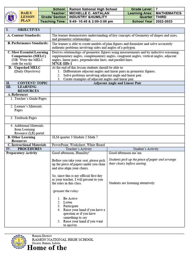 Adjacent and Linear | PDF | Angle | Geometry