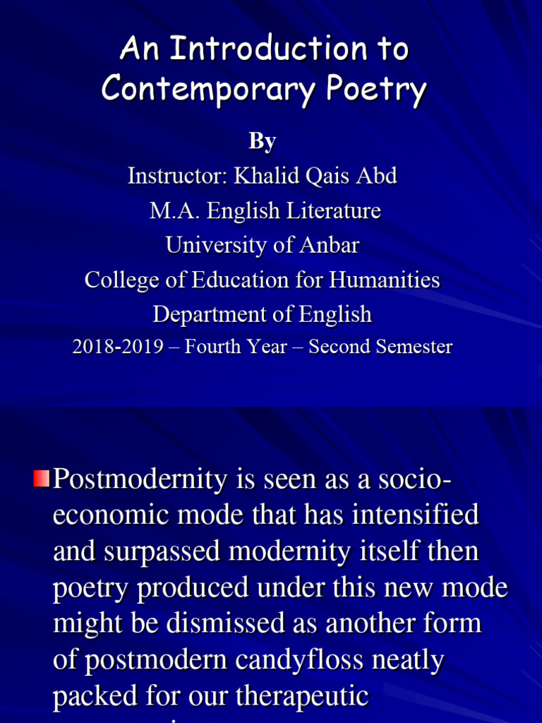 Contemporary Poetry | PDF | Poetry | Postmodernism