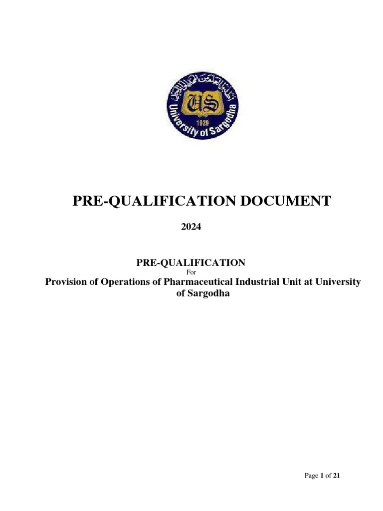 Pre-Qualification for Pharmaceutical Unit | PDF | United States Postal ...