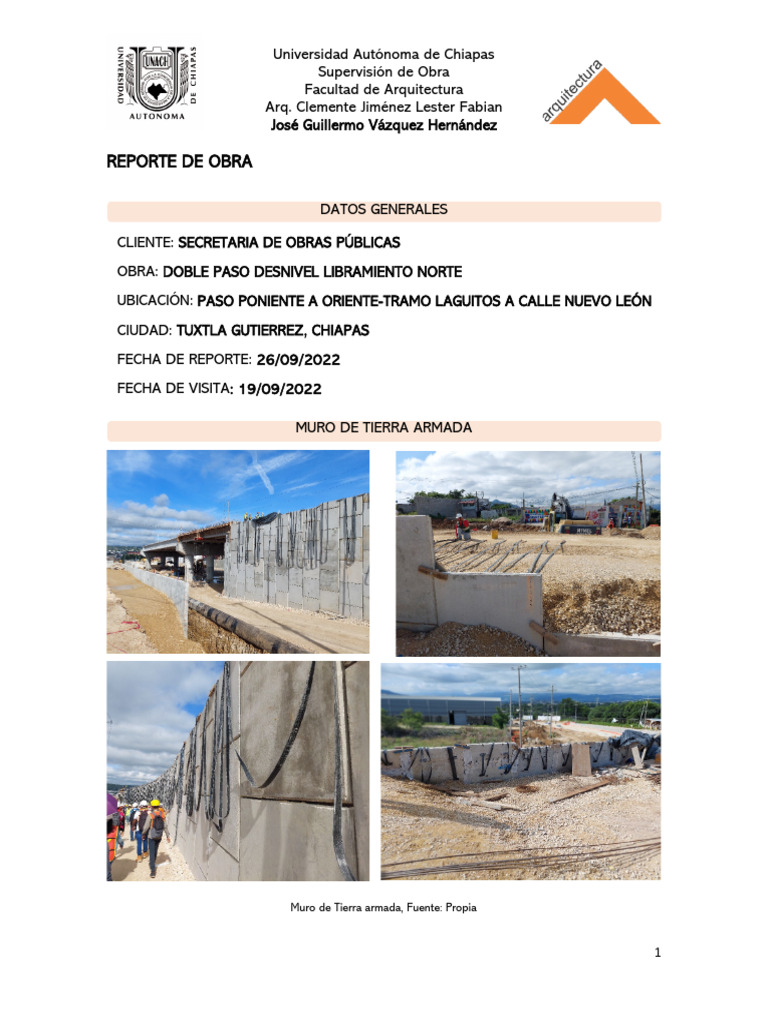 Reporte de Obra - Supervision de Obra | PDF