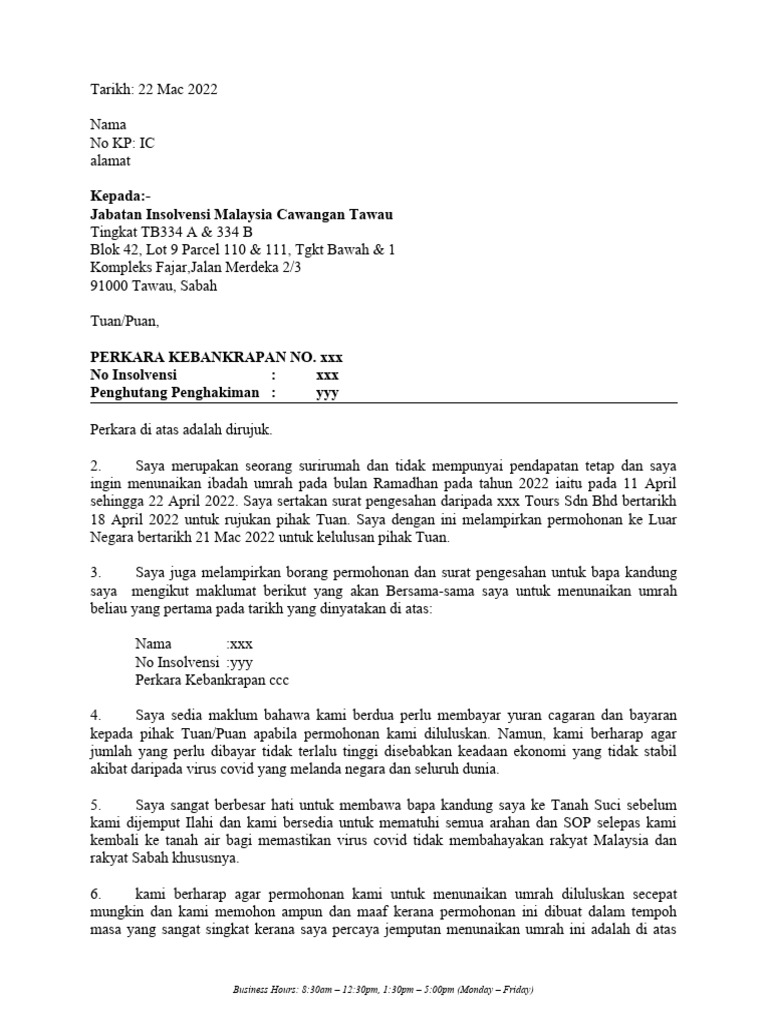 surat - pelepasan terbang umrah | PDF