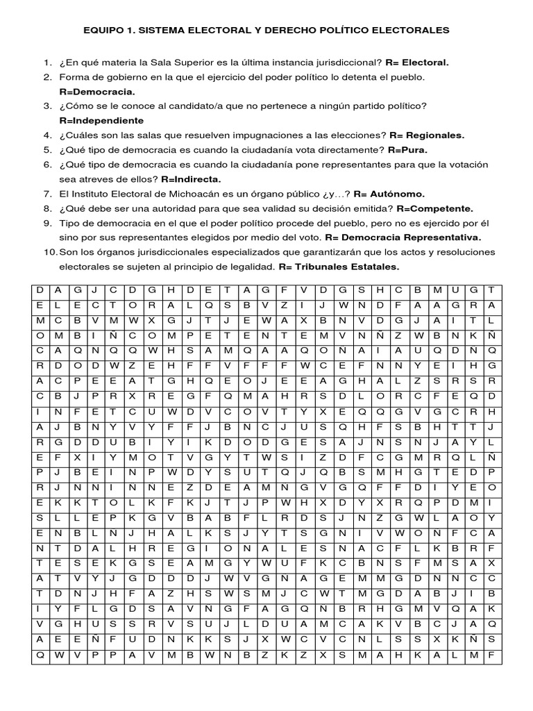 Equipo - 1 - Sopa de Letras | Descargar gratis PDF | Elecciones ...