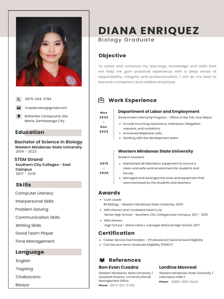 Curriculum Vitae Sample | PDF | Behavior Modification | Cognition
