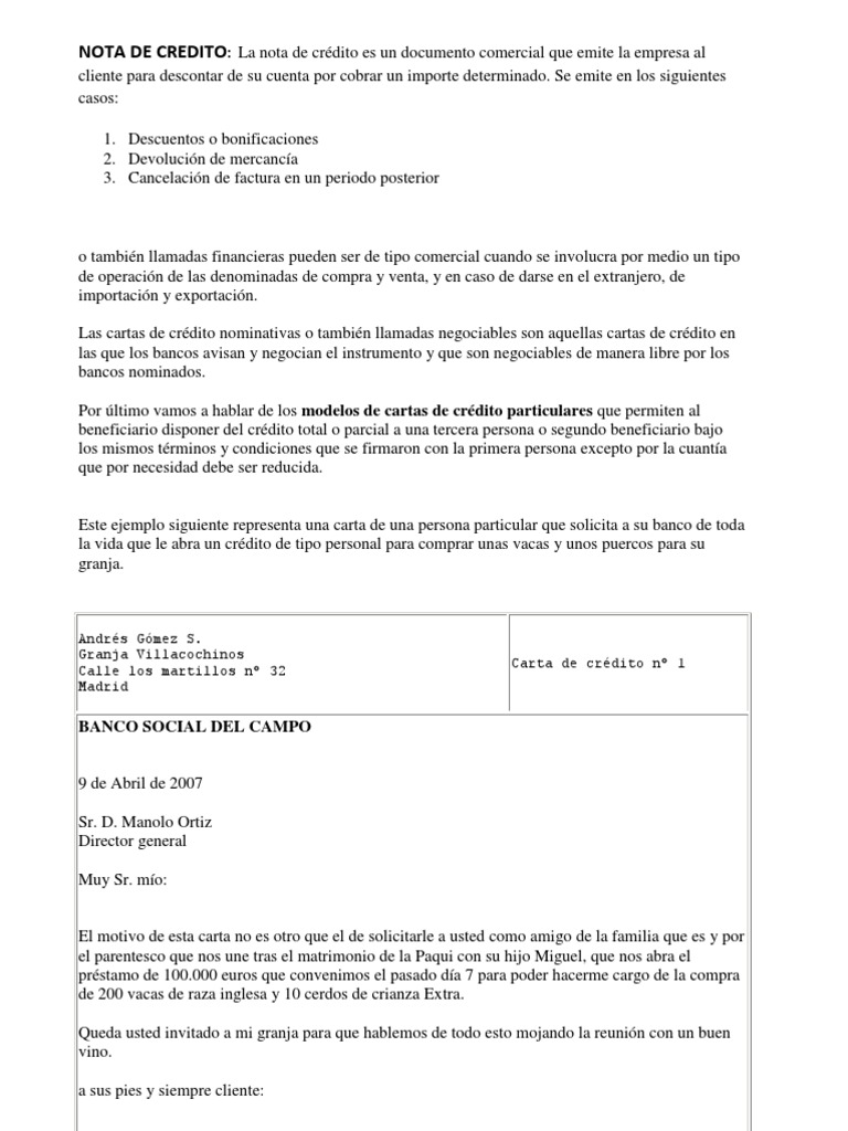 Giros y Nota de Credito | PDF | Carta de crédito | Bancos
