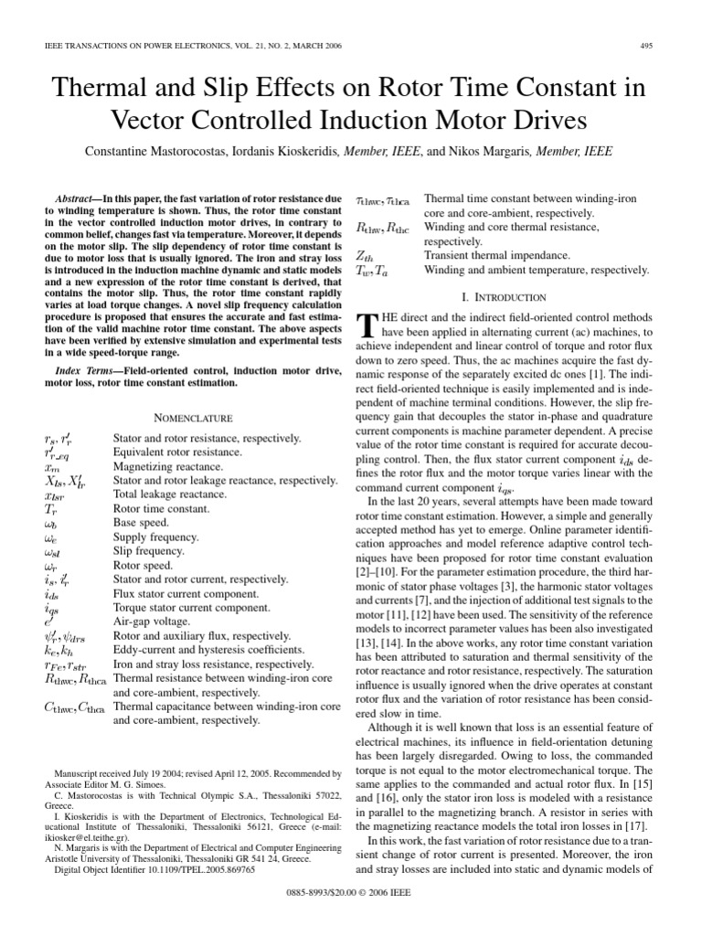 Thermal And Slip Effect On Rotor Time Constant In Vector Controlled Indiction Motor Download