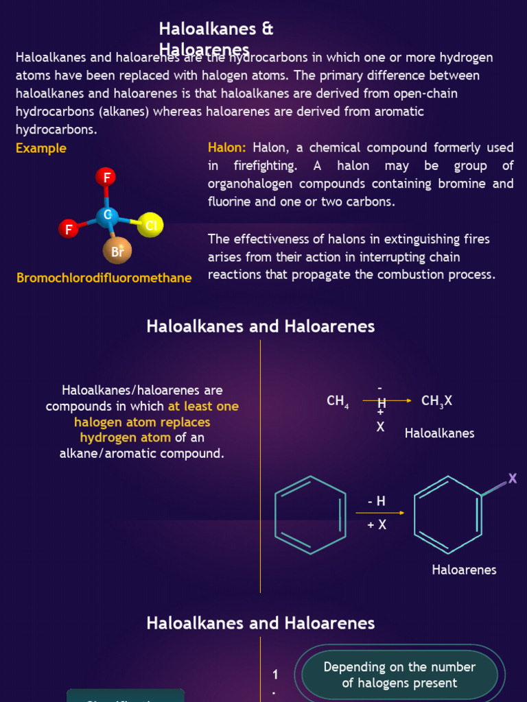 Differences Between Haloalkanes and Haloarenes | PDF | Chemical ...