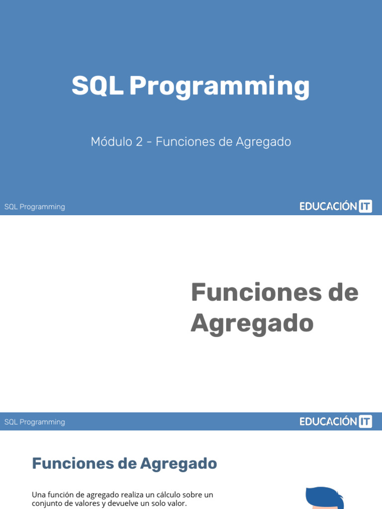 Funciones de AGREGACION | PDF | SQL | Informática