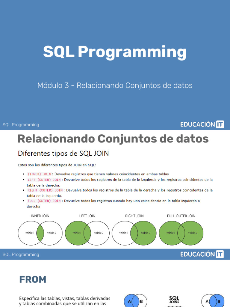 Inner, Left, Right, Full and Self Join | PDF | SQL | Bases de datos
