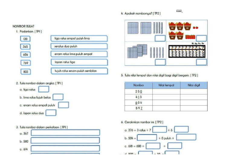 LATIHAN MT THN 2 - NILAI NOMBOR | PDF
