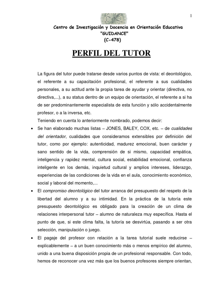 Perfil y Capacidades del Tutor | PDF | Maestros | Conocimiento
