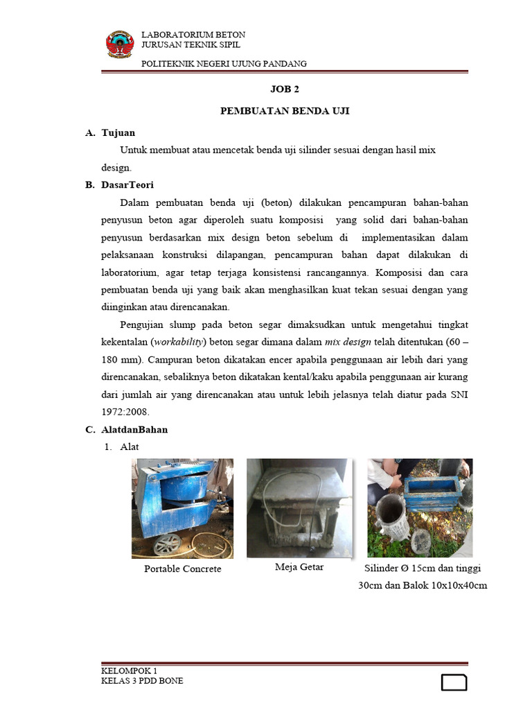 Proses Pembuatan Benda Uji Beton | PDF | Teknologi & Rekayasa